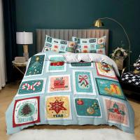 China 40 Fabric Count Christmas Decor Duvet Cover Santa Happy Gift 3D Digital Printing Red Comforter Bed Set for sale