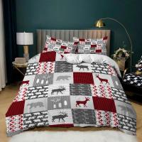 China 40 Fabric Count Christmas Decor Duvet Cover Santa Happy Gift 3D Digital Printing Red Comforter Bed Set for sale