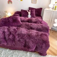 China 200TC Thread Count Purple Color Luxury Shaggy Warm Mink Velvet Bedding Set for Winter for sale