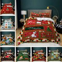 China 40 Fabric Count Christmas Decor Duvet Cover Santa Happy Gift 3D Digital Printing Red Comforter Bed Set for sale