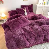 China 200TC Thread Count Purple Color Luxury Shaggy Warm Mink Velvet Bedding Set for Winter for sale