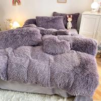 China Princess Style Grey Purple Shaggy Warm Mink Velvet Crystal Duvet Cover Set for Winter for sale