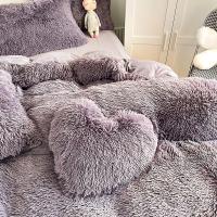 China Princess Style Grey Purple Shaggy Warm Mink Velvet Crystal Duvet Cover Set for Winter for sale