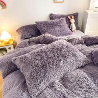 China Princess Style Grey Purple Shaggy Warm Mink Velvet Crystal Duvet Cover Set for Winter for sale