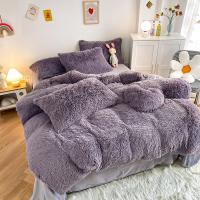 China Princess Style Grey Purple Shaggy Warm Mink Velvet Crystal Duvet Cover Set for Winter for sale
