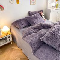 China Princess Style Grey Purple Shaggy Warm Mink Velvet Crystal Duvet Cover Set for Winter for sale
