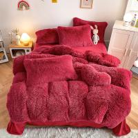 China Ins Red Color Warm Mink Velvet Crystal Bedding Set for Winter Bed Linen Quilt Cover for sale