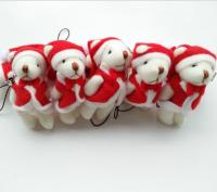 China Mini Christmas Knuckle Bear 6cm Plush Toy Teddy Bear Doll Pendant with 6*3*2cm Size for sale