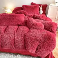 China Ins Red Color Warm Mink Velvet Crystal Bedding Set for Winter Bed Linen Quilt Cover for sale