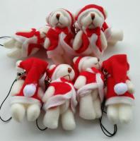 China Mini Christmas Knuckle Bear 6cm Plush Toy Teddy Bear Doll Pendant with 6*3*2cm Size for sale