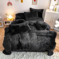 China Warm Mink Velvet Crystal Bedding Solid Duvet Cover Set for Winter Dazzling Black Color for sale