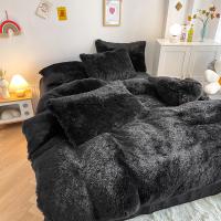 China Warm Mink Velvet Crystal Bedding Solid Duvet Cover Set for Winter Dazzling Black Color for sale