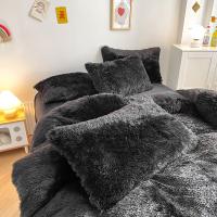 China Warm Mink Velvet Crystal Bedding Solid Duvet Cover Set for Winter Dazzling Black Color for sale