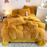 China Ins Moss Green Luxury Shaggy Warm Mink Velvet Crystal Bedding Set for Winter Bed Linen for sale