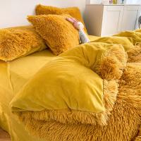 China Ins Moss Green Luxury Shaggy Warm Mink Velvet Crystal Bedding Set for Winter Bed Linen for sale