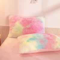 China Rainbow Color Faux Fur Velvet Fluffy Plush Bedding Set for Modern Home and Decoration for sale