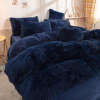 China Rainbow Color Faux Fur Velvet Fluffy Plush Bedding Set for Modern Home and Decoration for sale