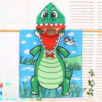 China Design Home Microfiber Kids Hooded Cape Bathrobe Cartoon Printing Wearable Bath Towel Spot for sale