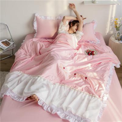 China Luxury Embroidery Washed Silk Bedding Set Quilt Filled Soft and Breathable Bed Sheet 2024 for sale
