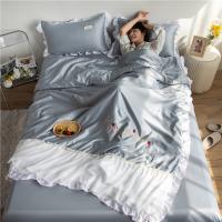 China Luxury Embroidery Washed Silk Bedding Set Quilt Filled Soft and Breathable Bed Sheet 2024 for sale