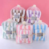 China Polyester Towel Bath Towel Sets Wide Striped Colorful Thick Absorbent Coral Fleece Towel for sale