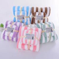 China Polyester Towel Bath Towel Sets Wide Striped Colorful Thick Absorbent Coral Fleece Towel for sale