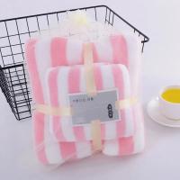 China Polyester Towel Bath Towel Sets Wide Striped Colorful Thick Absorbent Coral Fleece Towel for sale