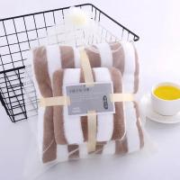 China Polyester Towel Bath Towel Sets Wide Striped Colorful Thick Absorbent Coral Fleece Towel for sale