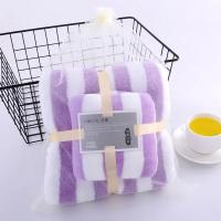China Polyester Towel Bath Towel Sets Wide Striped Colorful Thick Absorbent Coral Fleece Towel for sale