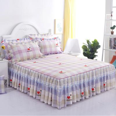 China Double Lace Bed Sheets with Bed Skirt Set in National Standards Color Fastness Grade for sale