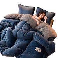 China Customised Size Bedding Set with Thickened Warm Lamb Fleece Quilt and Customized Logo for sale