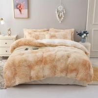 China Blue Tie Dye Gradient Shaggy Warm Mink Velvet Duvet Bedding Set for Winter 500TC Gifts for sale