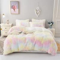 China Blue Tie Dye Gradient Shaggy Warm Mink Velvet Duvet Bedding Set for Winter 500TC Gifts for sale