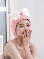 China Superfine Fiber Cute Bow Dry Hair Cap for All Ages Fast Absorbent Ladies Hair Towel for sale