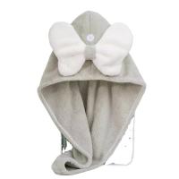 China Superfine Fiber Cute Bow Dry Hair Cap for All Ages Fast Absorbent Ladies Hair Towel for sale