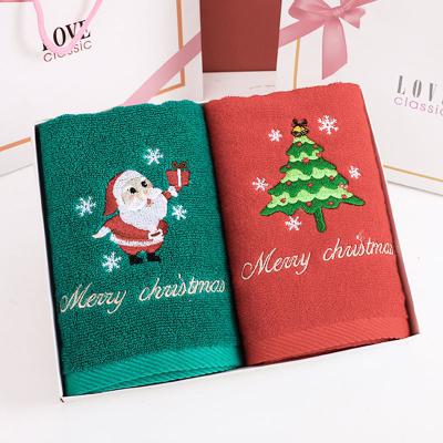 China Christmas Embroidered Hand Towel Set 100% Cotton Bath Towels in Gift Box for Everyone for sale