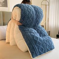 China Pure Color Super Soft Jacquard Plaid Thick Winter Fleece Velvet Duvet for King Size Bed for sale