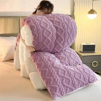 China Pure Color Super Soft Jacquard Plaid Thick Winter Fleece Velvet Duvet for King Size Bed for sale