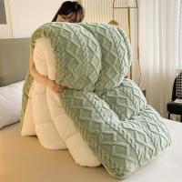 China Pure Color Super Soft Jacquard Plaid Thick Winter Fleece Velvet Duvet for King Size Bed for sale