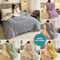 China Pure Color Super Soft Jacquard Plaid Thick Winter Fleece Velvet Duvet for King Size Bed for sale