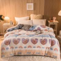 China Customized Logo Bedspread Quilt Velvet Embroidery Warm Thick Quilt Winter Quilt Plush Ready for sale