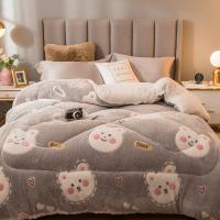 China Customized Logo Bedspread Quilt Velvet Embroidery Warm Thick Quilt Winter Quilt Plush Ready for sale
