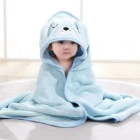 China Cartoon Animal Kids Soft Microfiber Coral Fleece Hooded Bath Towel for Boys and Girls for sale
