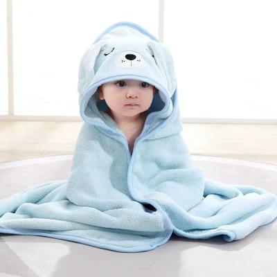 China Cartoon Animal Kids Soft Microfiber Coral Fleece Hooded Bath Towel for Boys and Girls for sale