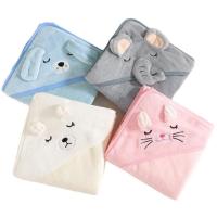 China Cartoon Animal Kids Soft Microfiber Coral Fleece Hooded Bath Towel for Boys and Girls for sale