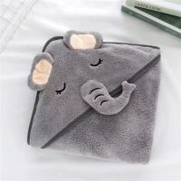 China Cartoon Animal Kids Soft Microfiber Coral Fleece Hooded Bath Towel for Boys and Girls for sale
