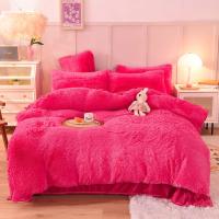 China Customizable Modern Style Rainbow Color Faux Fur Velvet Fluffy Plush Soft Bedding Set for sale
