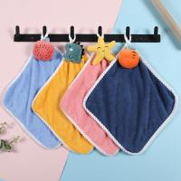 China 25*25cm Multi Color Coral Velvet Hand Wipes for Soft Absorbent Kitchen Hanging Towel for sale