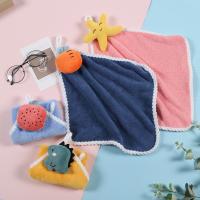 China 25*25cm Multi Color Coral Velvet Hand Wipes for Soft Absorbent Kitchen Hanging Towel for sale