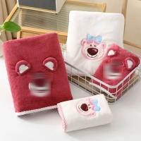 China Plush Coral Velvet Face Towel Set Adorable Cartoon Design Perfect for Kids' Bath Time for sale